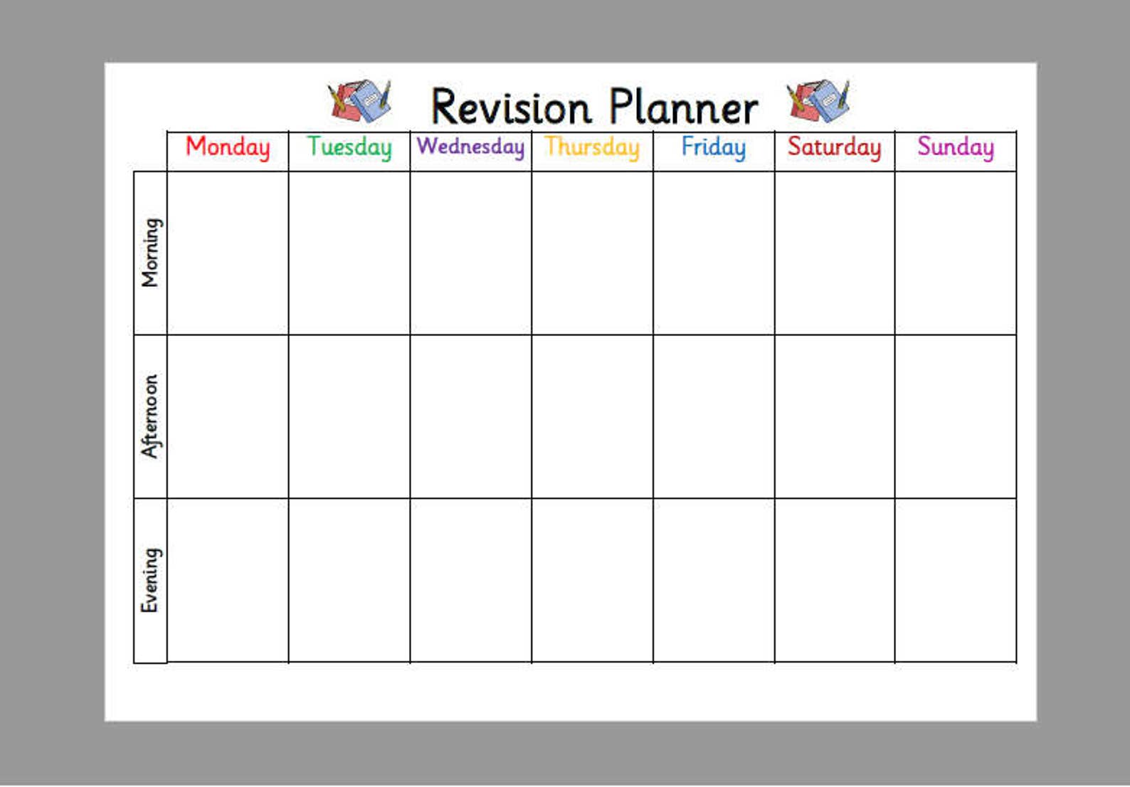 Exam Revision Planner/timetable - A4 Laminated Planner - Wipe Clean ...
