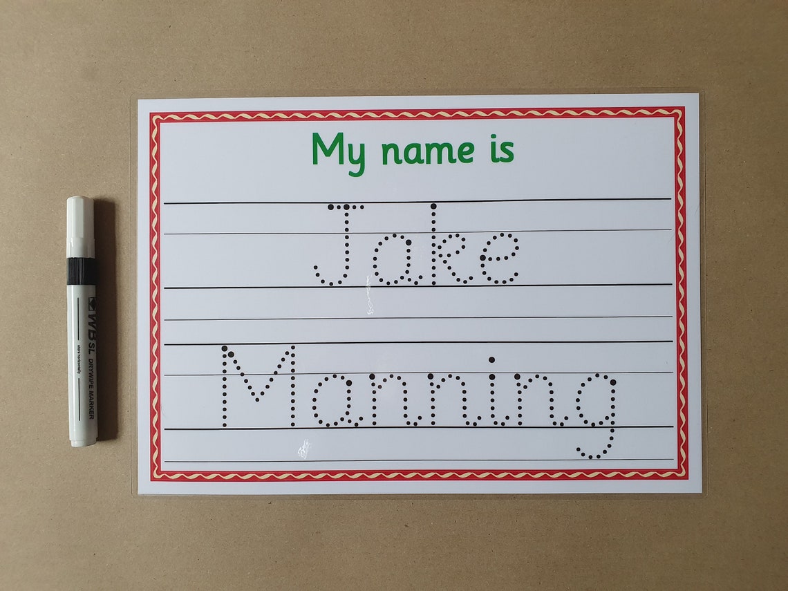 Name Tracing Card, Personalised Dotted Name Card, Letter Tracing ...