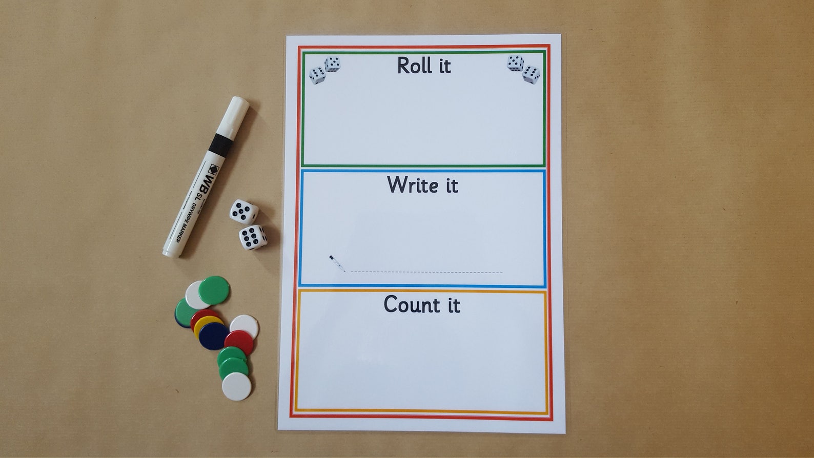 Roll It, Write It, Count It, Numeracy Game, Numbers, Maths, Addition ...