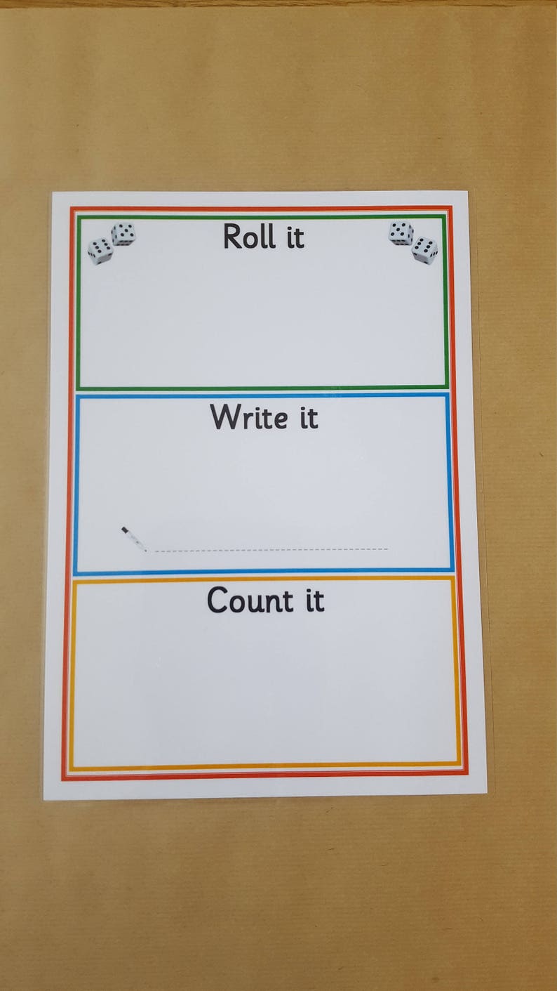 Roll It, Write It, Count It, Numeracy Game, Numbers, Maths, Addition ...