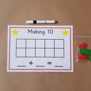 Making 10, Ten Frame, A4 Reusable Mat and Counters, EYFS, KS1, Pre ...