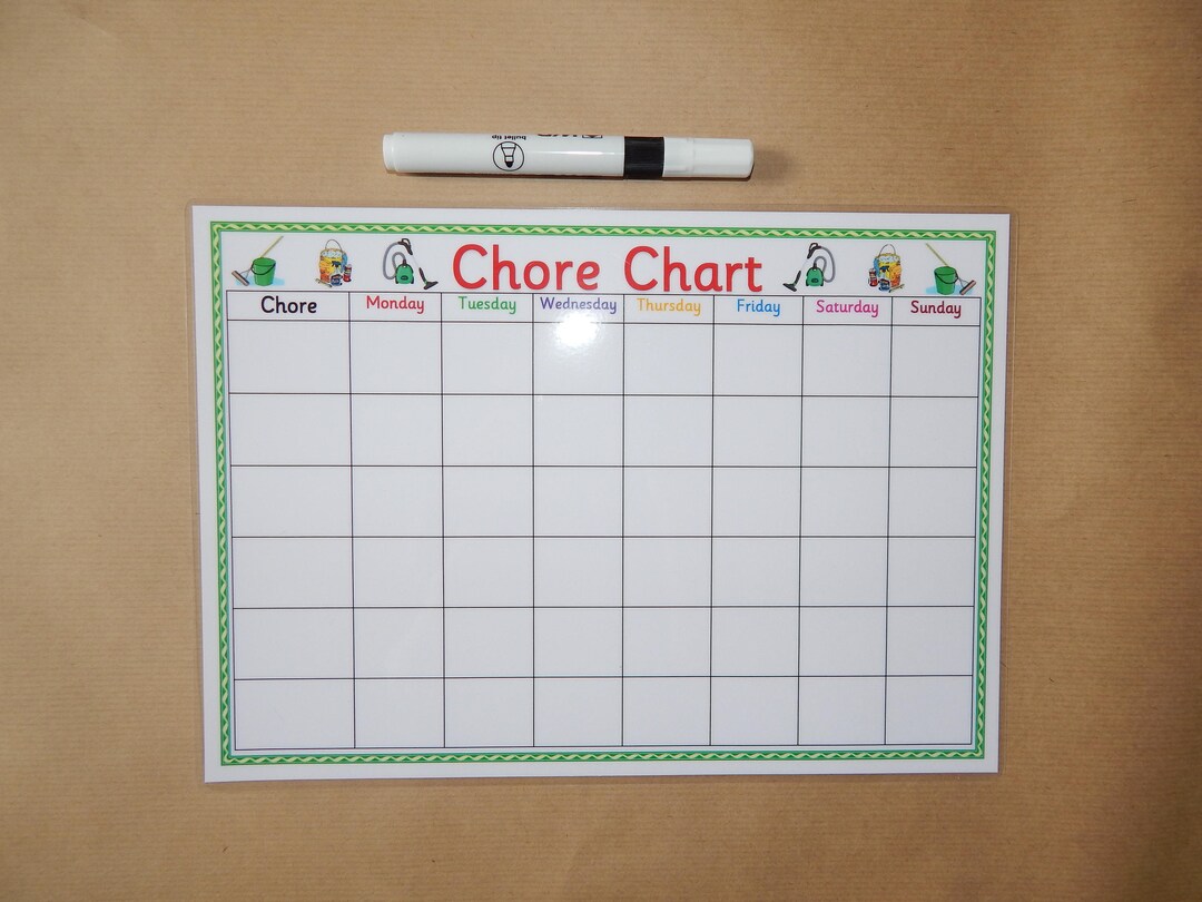 Reusable Laminated Chore Chart With Dry Wipe Pen - Etsy UK