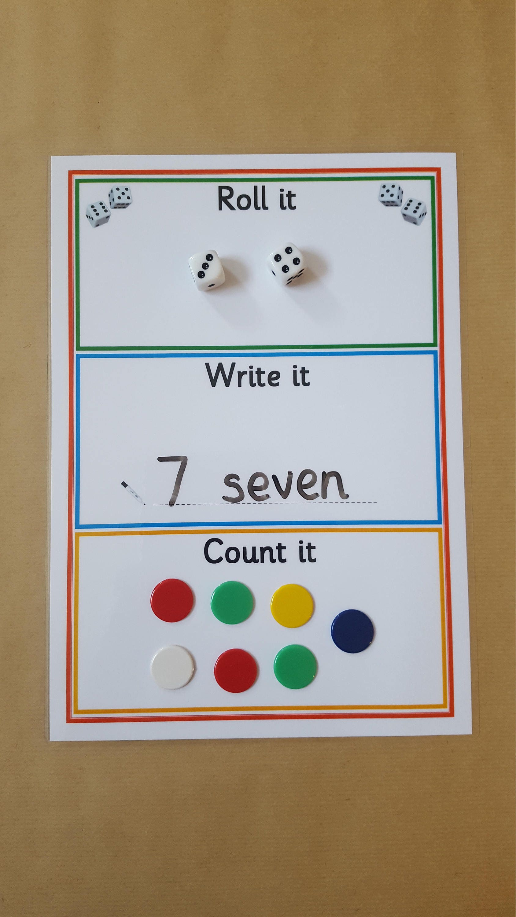 Roll It, Write It, Count It, Numeracy Game, Numbers, Maths, Addition ...
