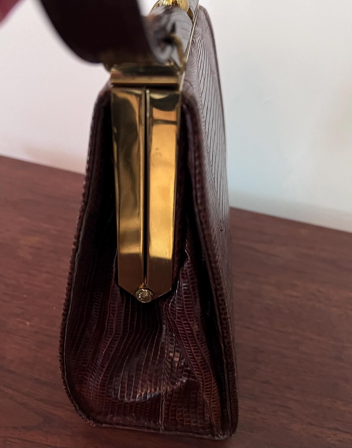Vintage Reptile Skin Handbag MADWED Genuine Leather 1950s Structured ...