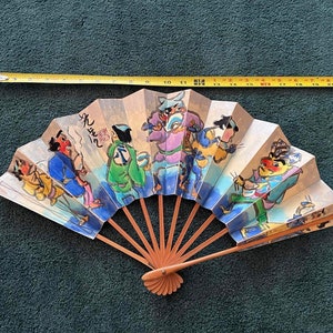 Japanese Hand Painted Fan Paper Wood Kabuki Art Vintage Paper Fan ...