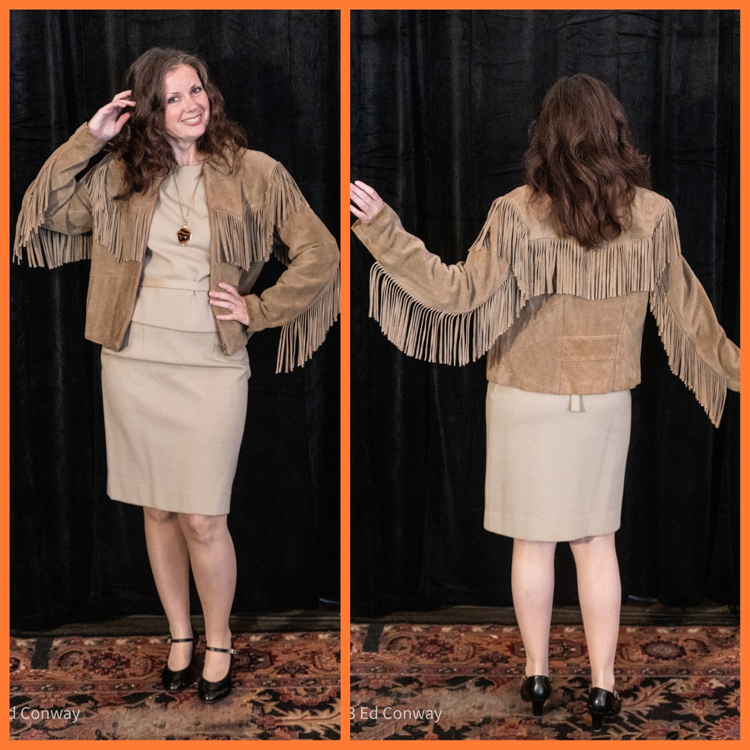 Fringed Suede Jacket Wilsons Suede and Leather Cropped Jacket Tan Suede ...