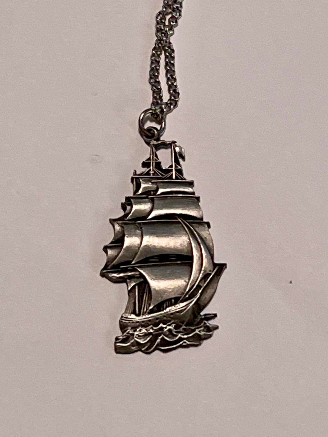 Vintage Pewter Sailing Vessel Pendant Schooner Antique Boat Whaling ...