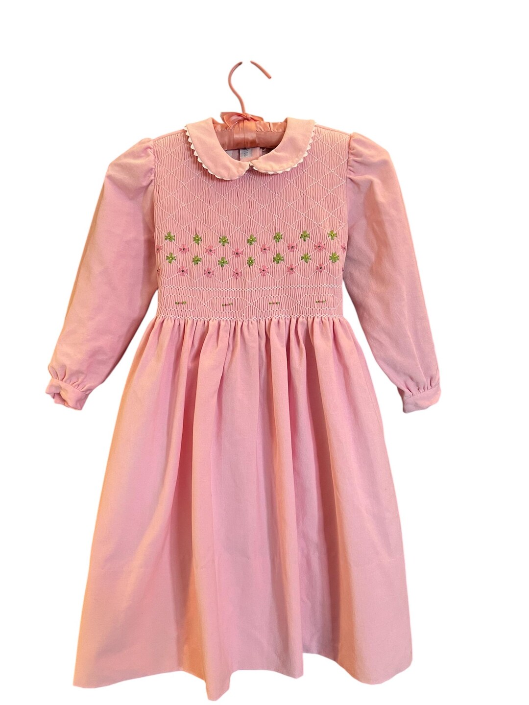 Vintage Girls Dress by VIVA LA FETE 100% Cotton Velvet Pink With ...