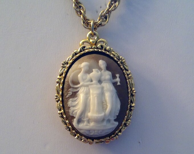 Vintage Cameo Perfume Locket Avon Max Factor Double Sided Locket Gold ...