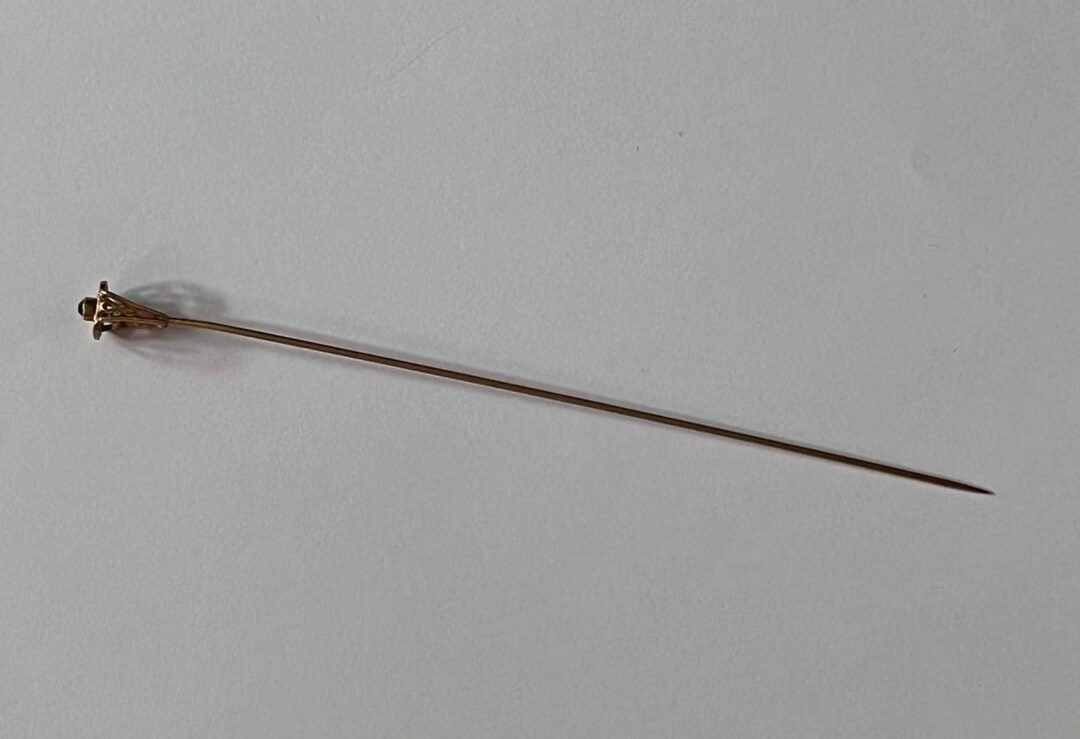 Antique Hat Pin Gold With Filigree and Red Stone Long Hat Pin Hair Pin ...