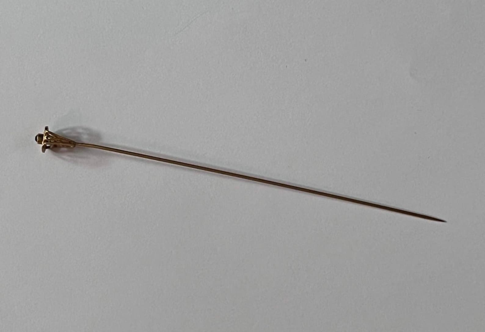 Antique Hat Pin Gold With Filigree and Red Stone Long Hat Pin Hair Pin ...