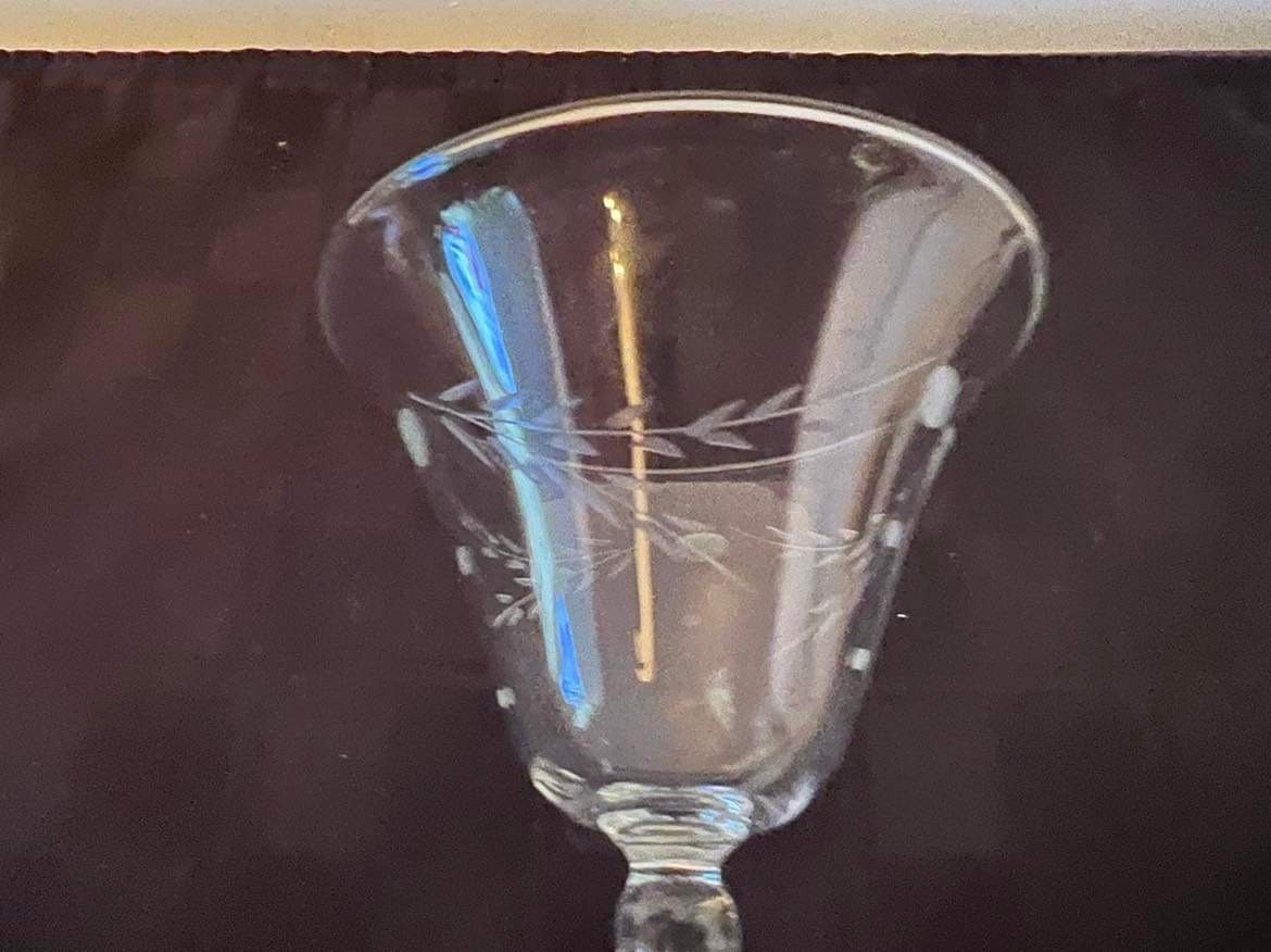 Vintage Wine Glasses Set of 5 Crystal Etched Glass Wheat Berry - Etsy