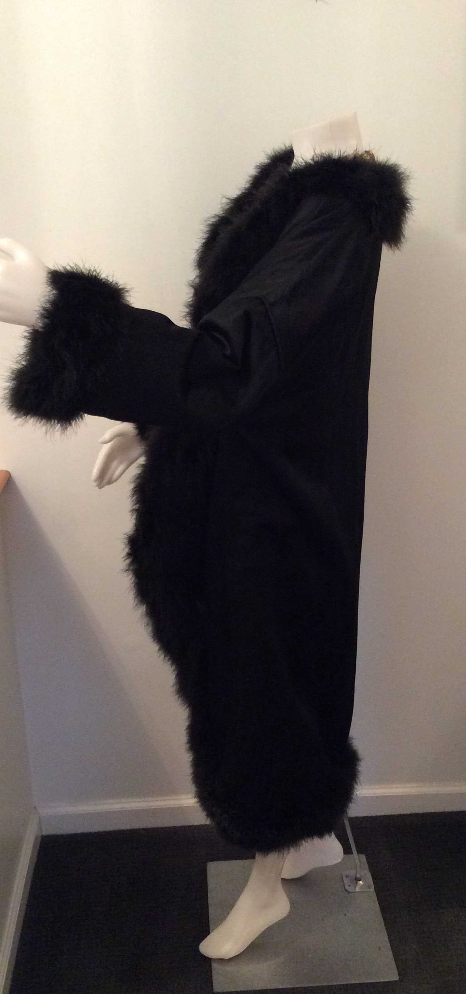 1920s Black Silk Opera Coat With Maribou Trim 1920s Theater | Etsy
