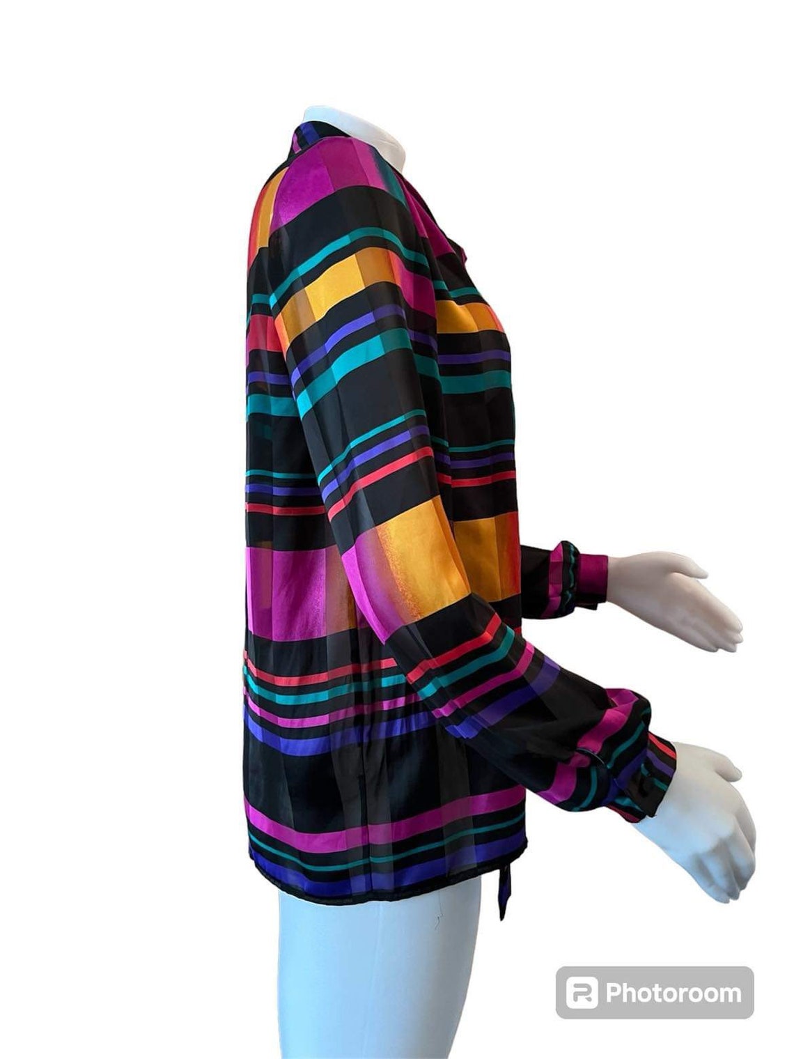 Vintage 1980s Bold Stripe Blouse With Attached Ties SETIAGE Made in USA ...