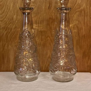 Vintage Carafe Owens Glass Rose Design Mid Century Barware Home Bar ...