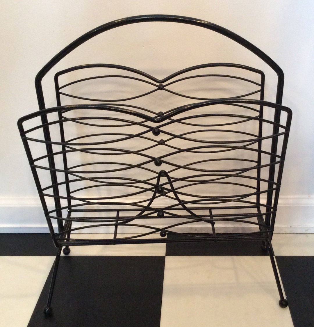 MCM Magazine Rack Record Rack Black Metal Mid Century Modern Record ...