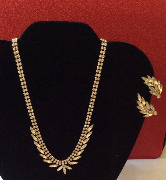 Vintage Hobe Rhinestone Necklace and Earrings 1965 Ear - Etsy