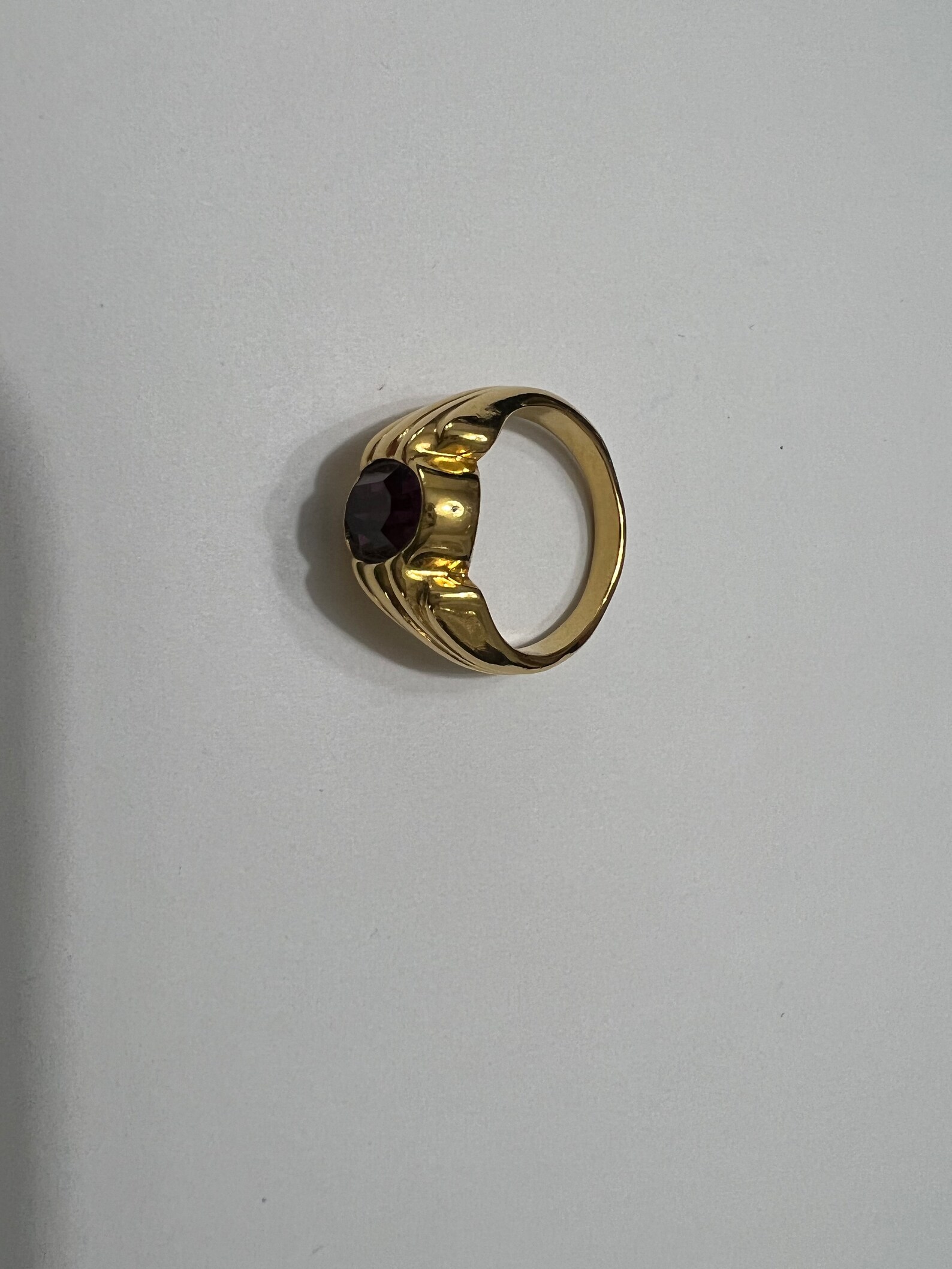 Vintage Costume Jewelry Ring Gold Faux Amethyst Birthstone Ring Unique ...