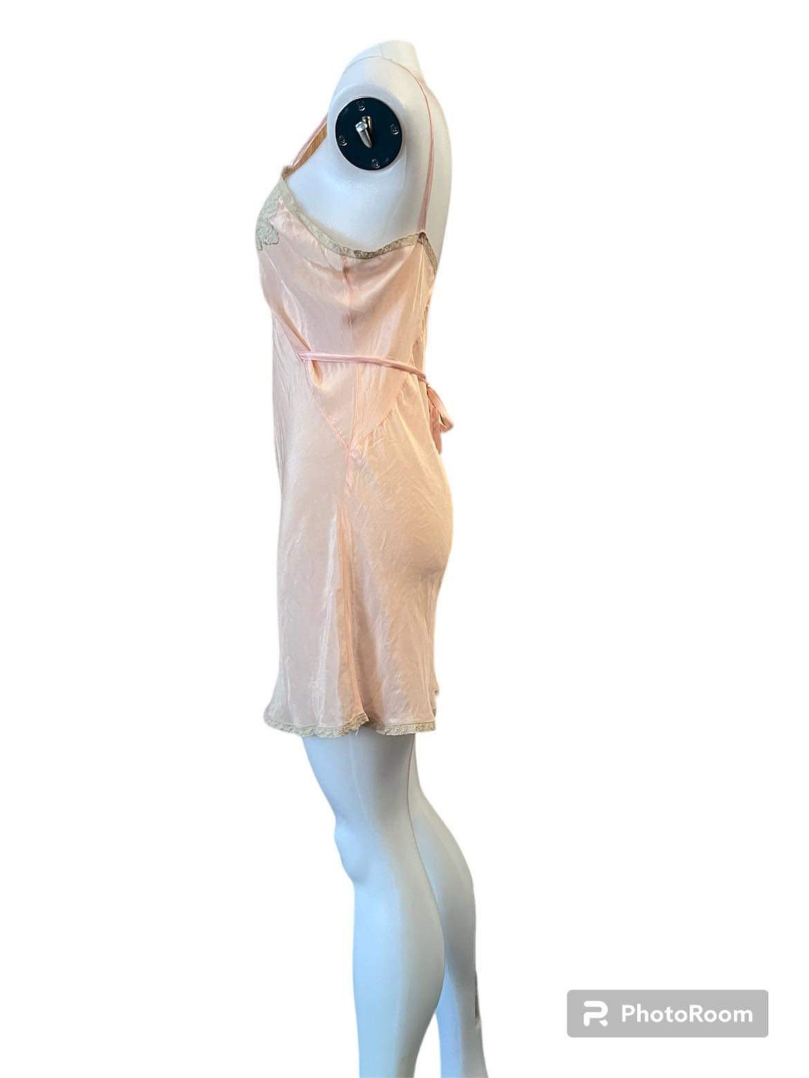 Vintage Silk Step-in One Piece Lingerie 1920s 1930s Pink Peach Lace ...