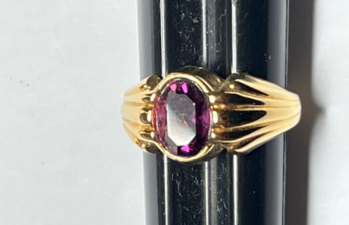 Vintage Costume Jewelry Ring Gold Faux Amethyst Birthstone Ring Unique ...