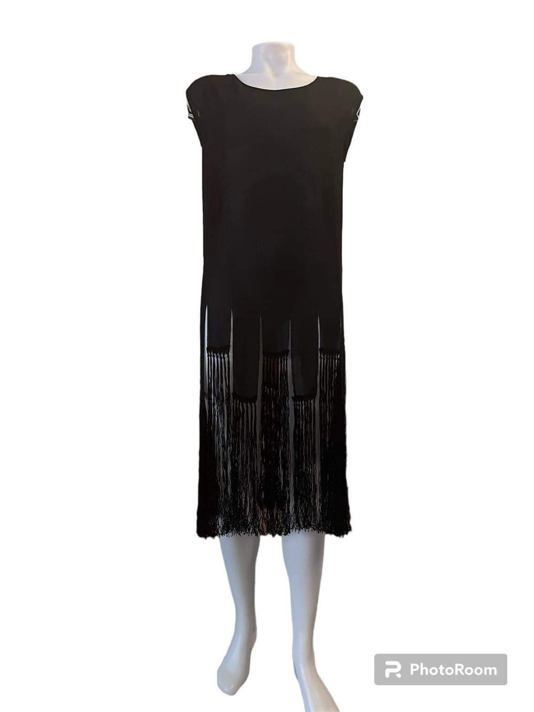 Antique 1920s Flapper Dress With Fringe Sheer Black With Car Wash Hem ...