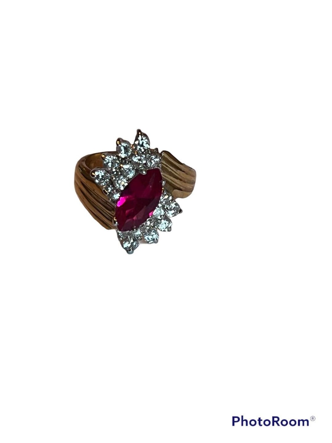 Vintage Costume Jewelry Ring Cocktail Ring Faux Ruby Marquis Faux ...
