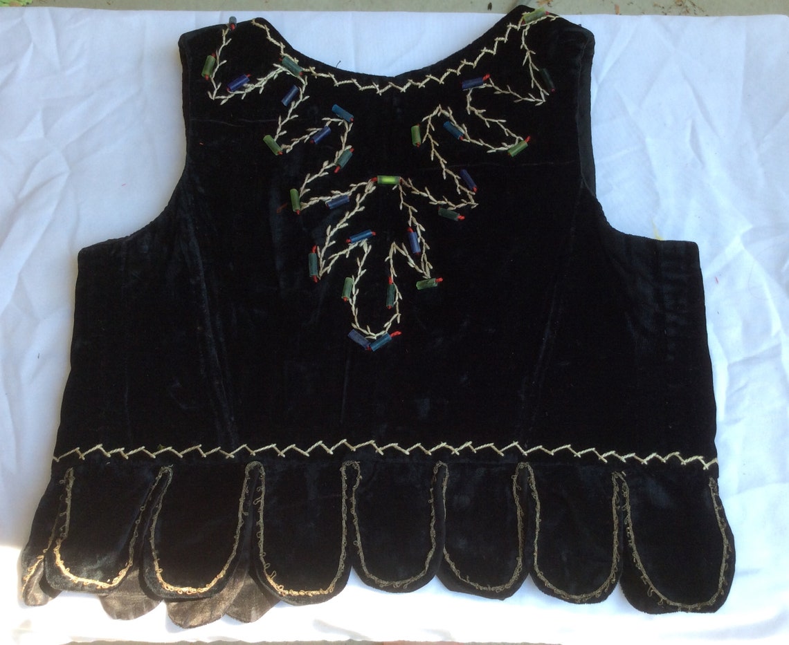Polish Dance Costume Vest Vintage Childs Black Velvet Hand | Etsy
