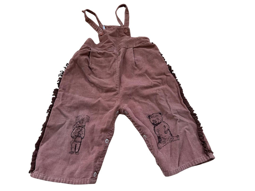 Vintage Baby Overalls Snap Crotch Brown Corduroy With Western Motif ...