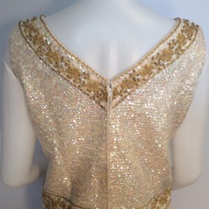 Sleeveless Gold Beaded and Sequin Top Vintage Size M White Rockabilly ...