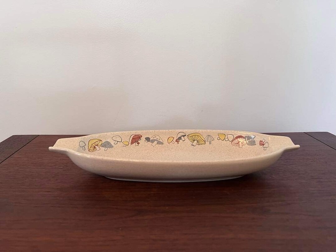 Franciscan Wood Lore Pattern Oval Dish With Handles Bread Bowl Serving ...