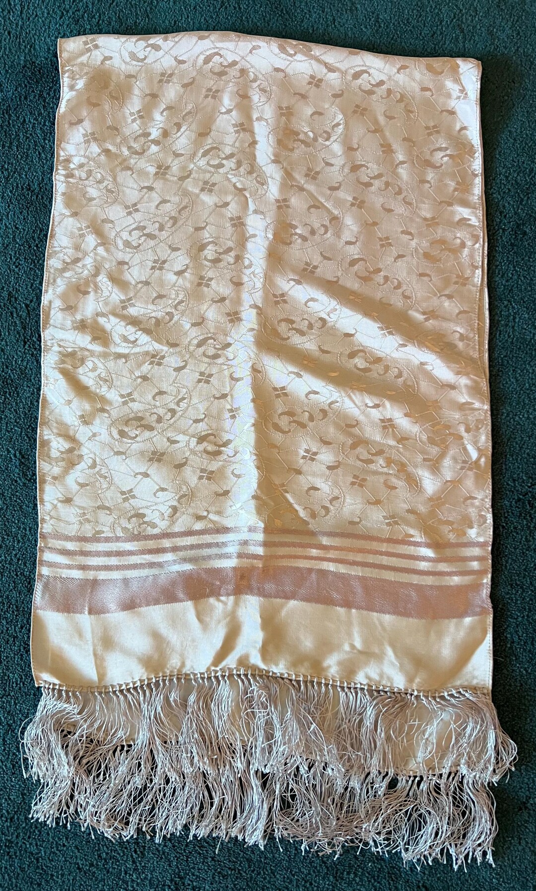 Vintage Tuxedo Scarf Opera Scarf With Hand Tied Fringe Pearl Gray ...