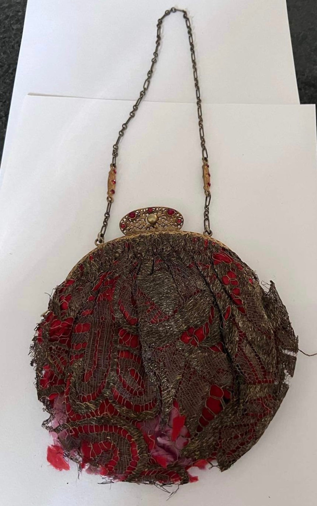 Antique Purse for Restoration Trinity Plate Red Jewels Victorian ...