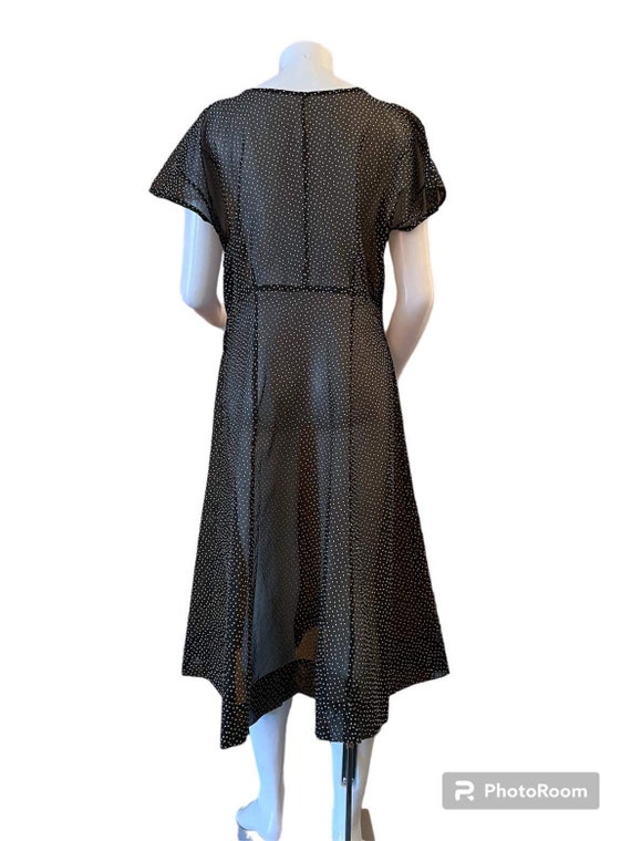 Vintage VOLUP size dress 1940s dark blue sheer nylon… - Gem