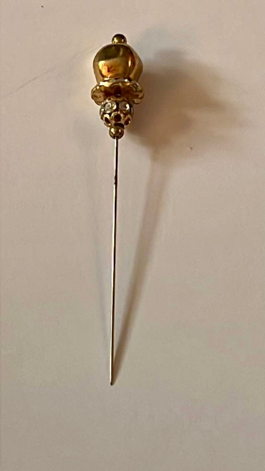 Vintage Hat Pin Gold and Rhinestones 1950s Hair Pin Stick Pin Sparkly ...