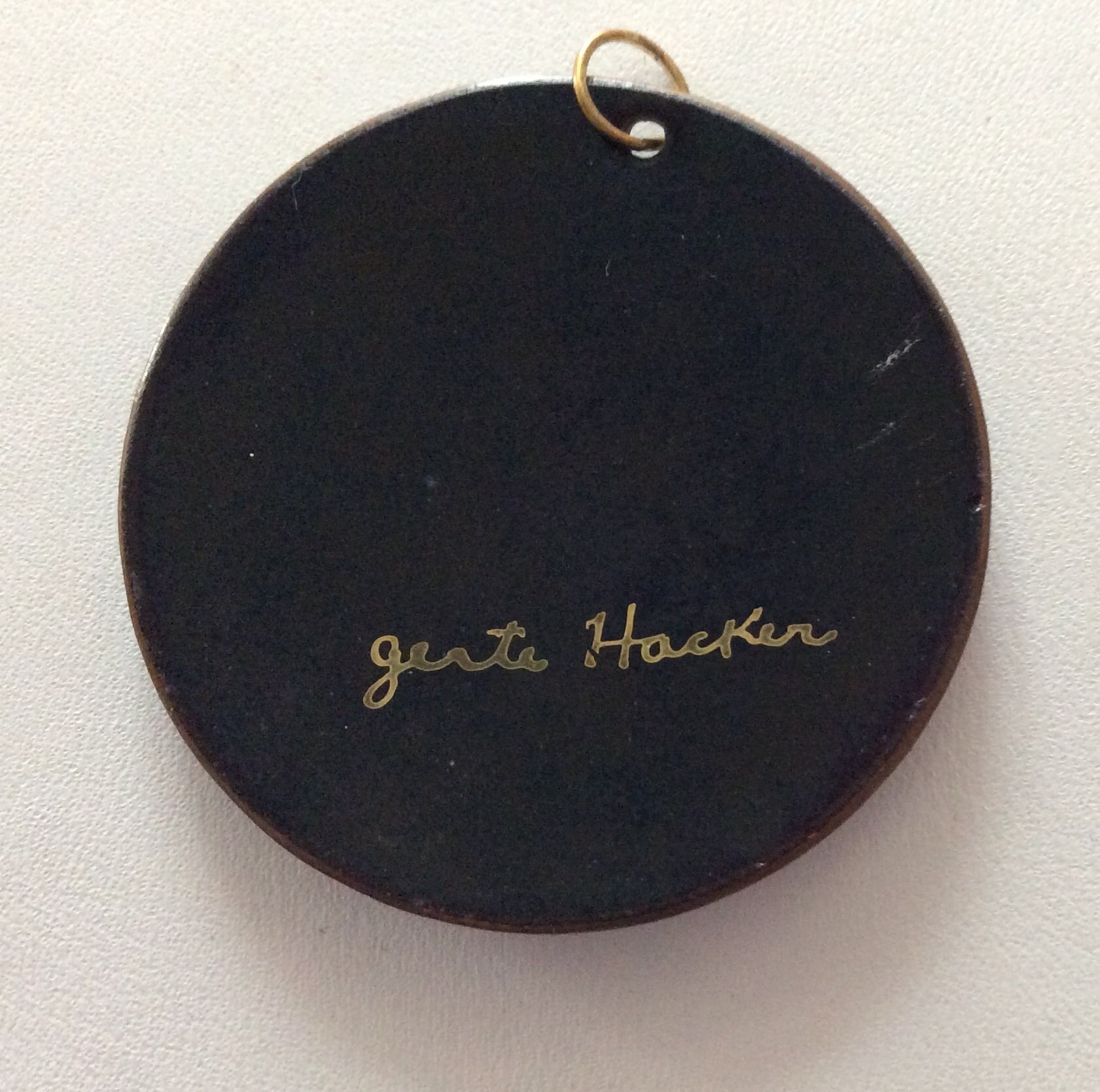 Gerte Hacker Enamelware Pendant RARE Vintage Blue Floral Gold - Etsy