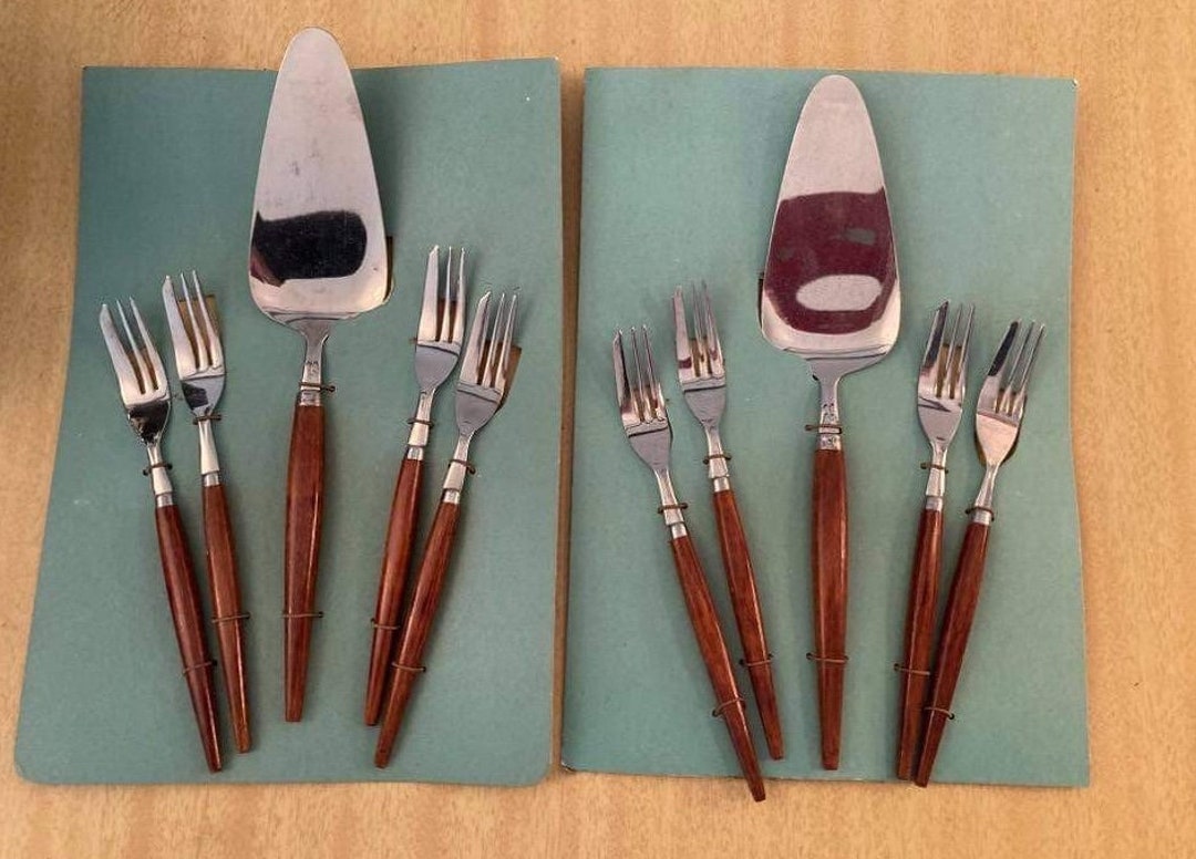 Vintage Pastry/pie Serving Set New Old Stock Wood Handle Stainless ...