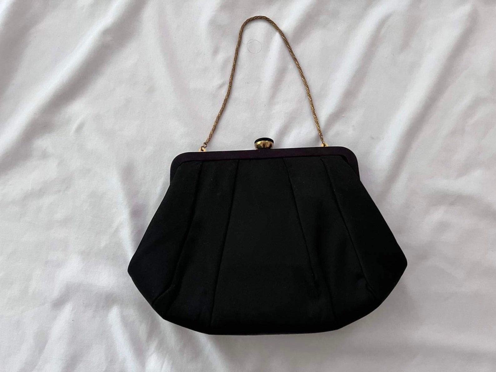 Crown Lewis Handbag With Change Purse and Comb Black Fabric Chain ...