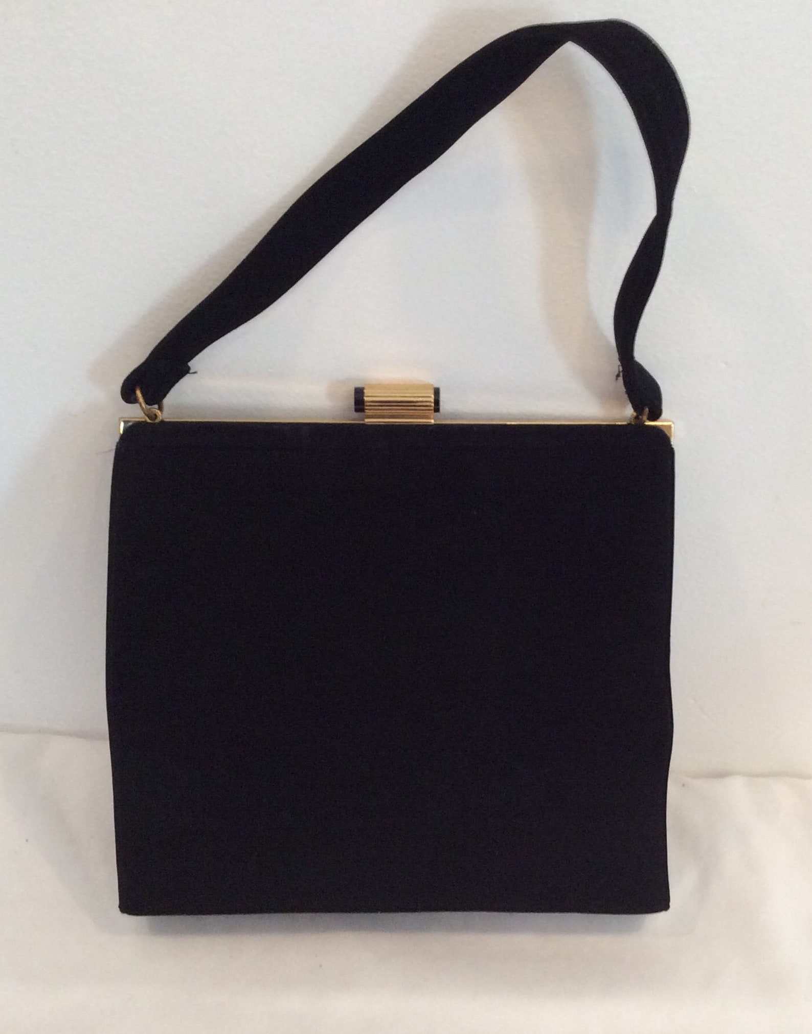 KORET Vintage Handbag 1950s Black Non-crockable Suede Calf Art Deco ...