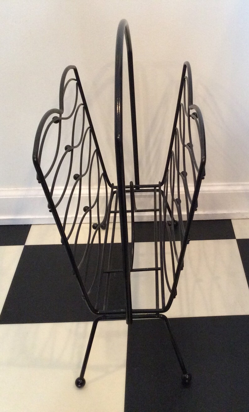 MCM Magazine Rack Record Rack Black Metal Mid Century Modern - Etsy