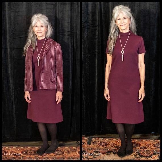 1960s Dress And Jacket Set Purple Mod Dress Set 1960s… Gem