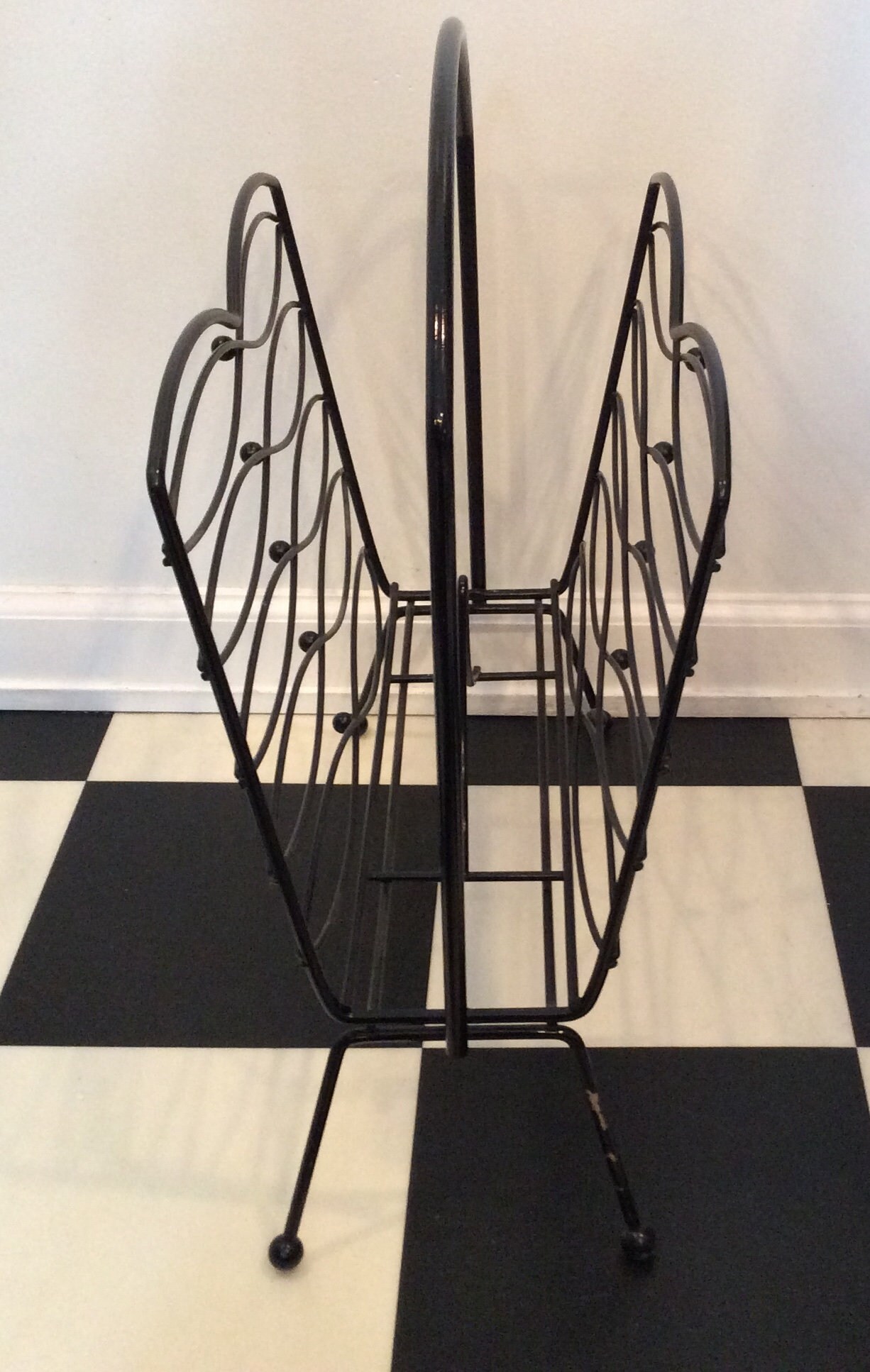 MCM Magazine Rack Record Rack Black Metal Mid Century Modern | Etsy