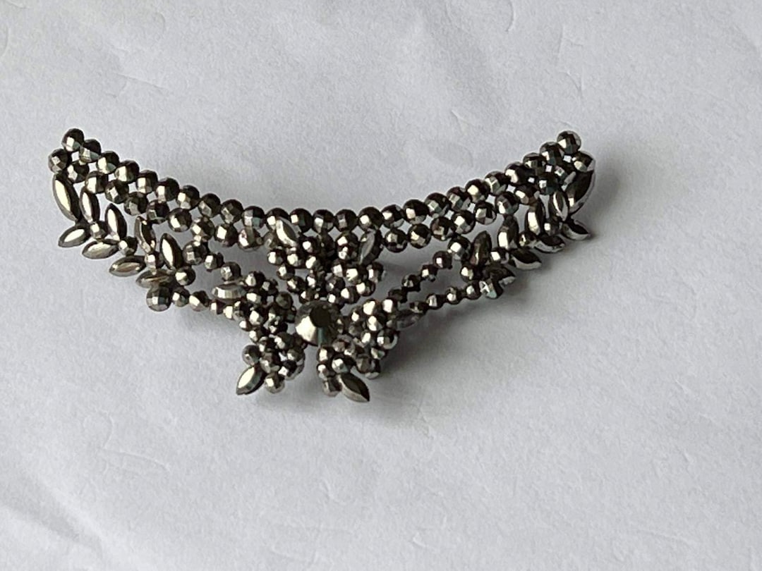 Antique Cut Steel Dress Embellishment Large Floral Georgian Edwardian ...