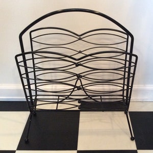 MCM Magazine Rack Record Rack Black Metal Mid Century Modern Record ...