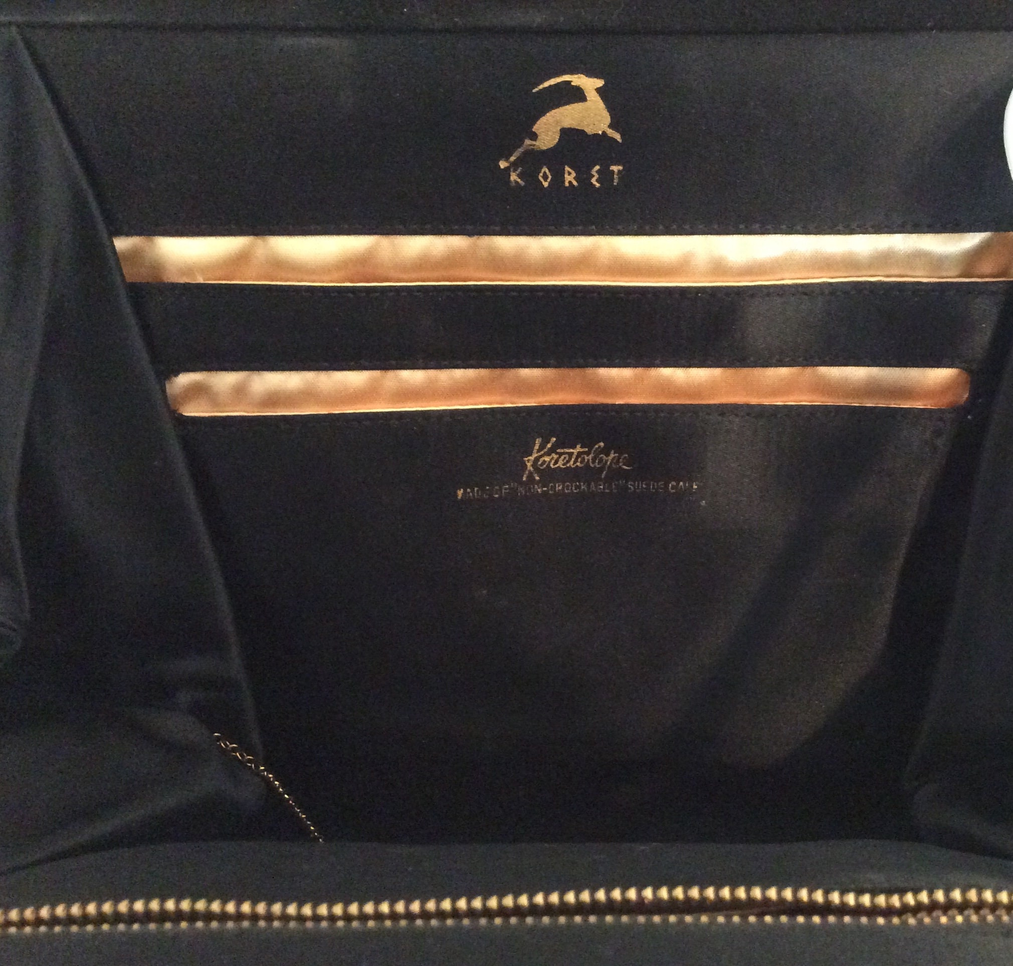 KORET Vintage Handbag 1950s Black Non-crockable Suede Calf Art Deco ...