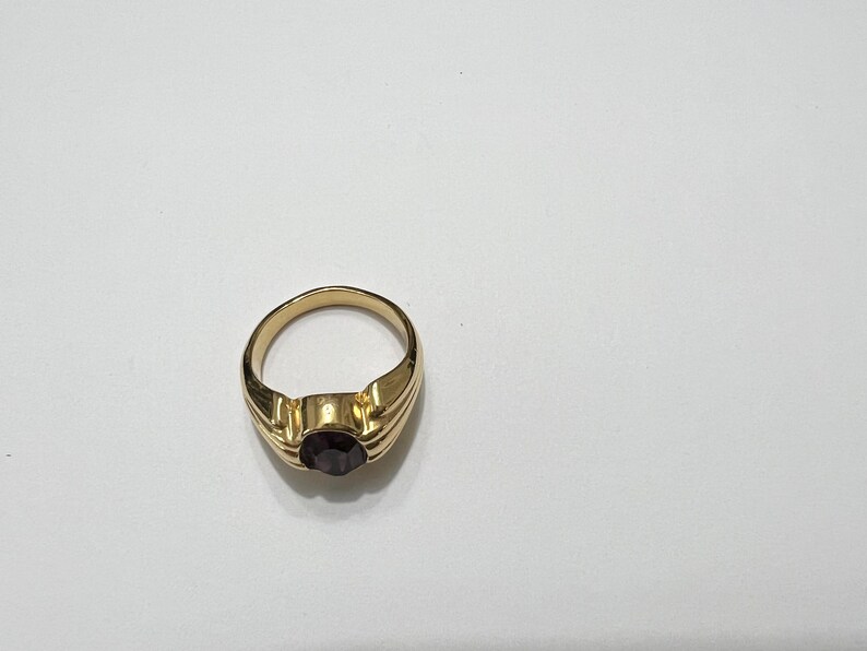 Vintage Costume Jewelry Ring Gold Faux Amethyst Birthstone Ring Unique ...