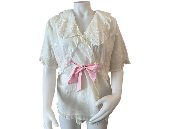 Antique white combing jacket Victorian Edwardian morn… - Gem