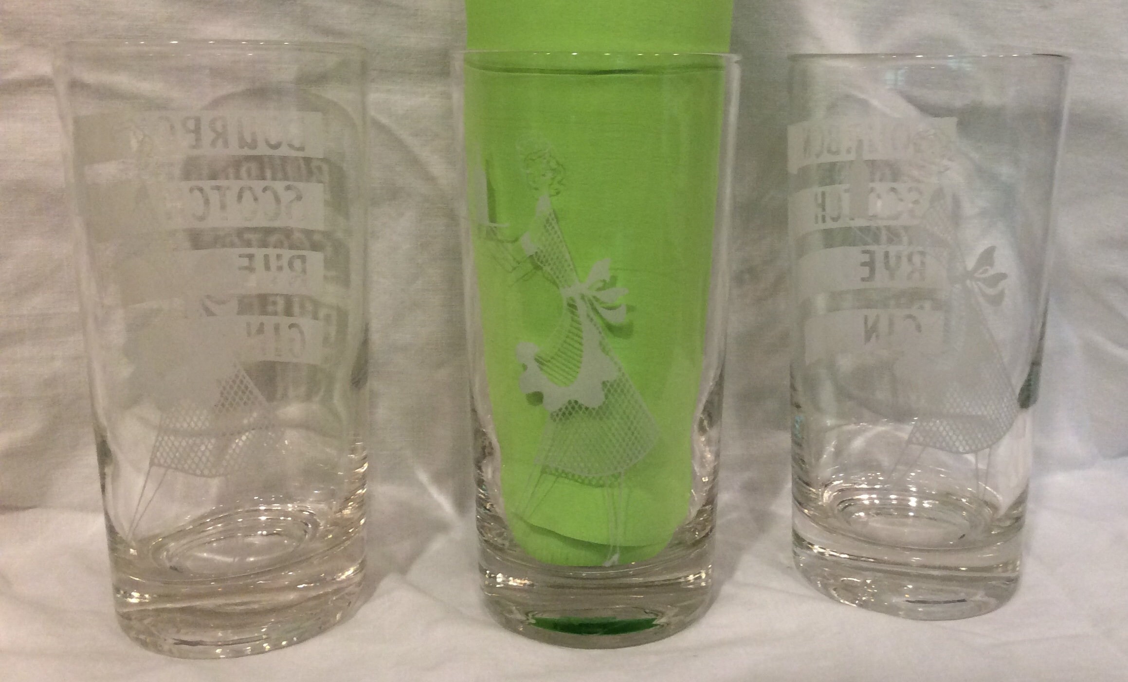 Set of 6 Mid Century Bar Glasses Novelty Vintage Barware Tall | Etsy