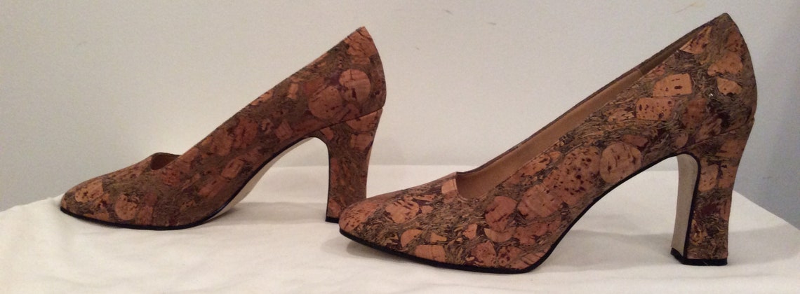 Cork High Heel Pumps Vintage Shoes Made in Spain for Lord & - Etsy
