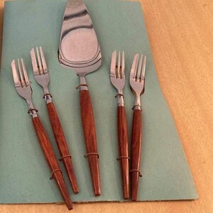 Vintage Pastry/pie Serving Set New Old Stock Wood Handle Stainless ...