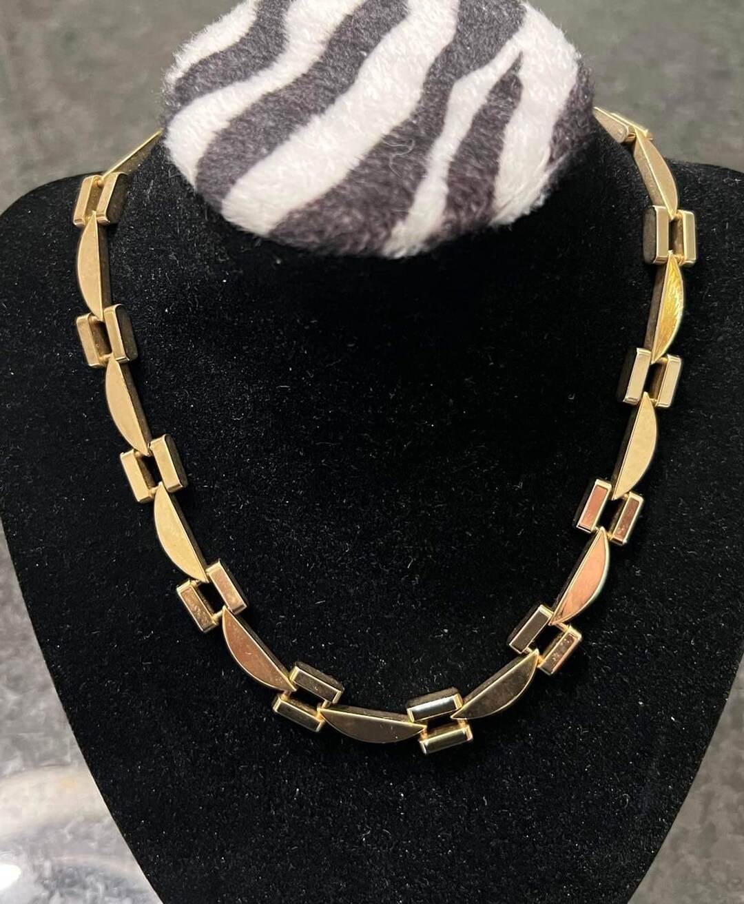 Vintage Mid Century Gold Link Choker Industrial Look Unique Links 1950s ...